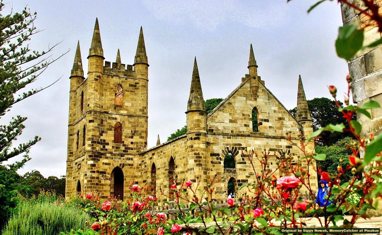 Solve Convict Church - Port Arthur, Tasmania jigsaw puzzle online with 54 pieces