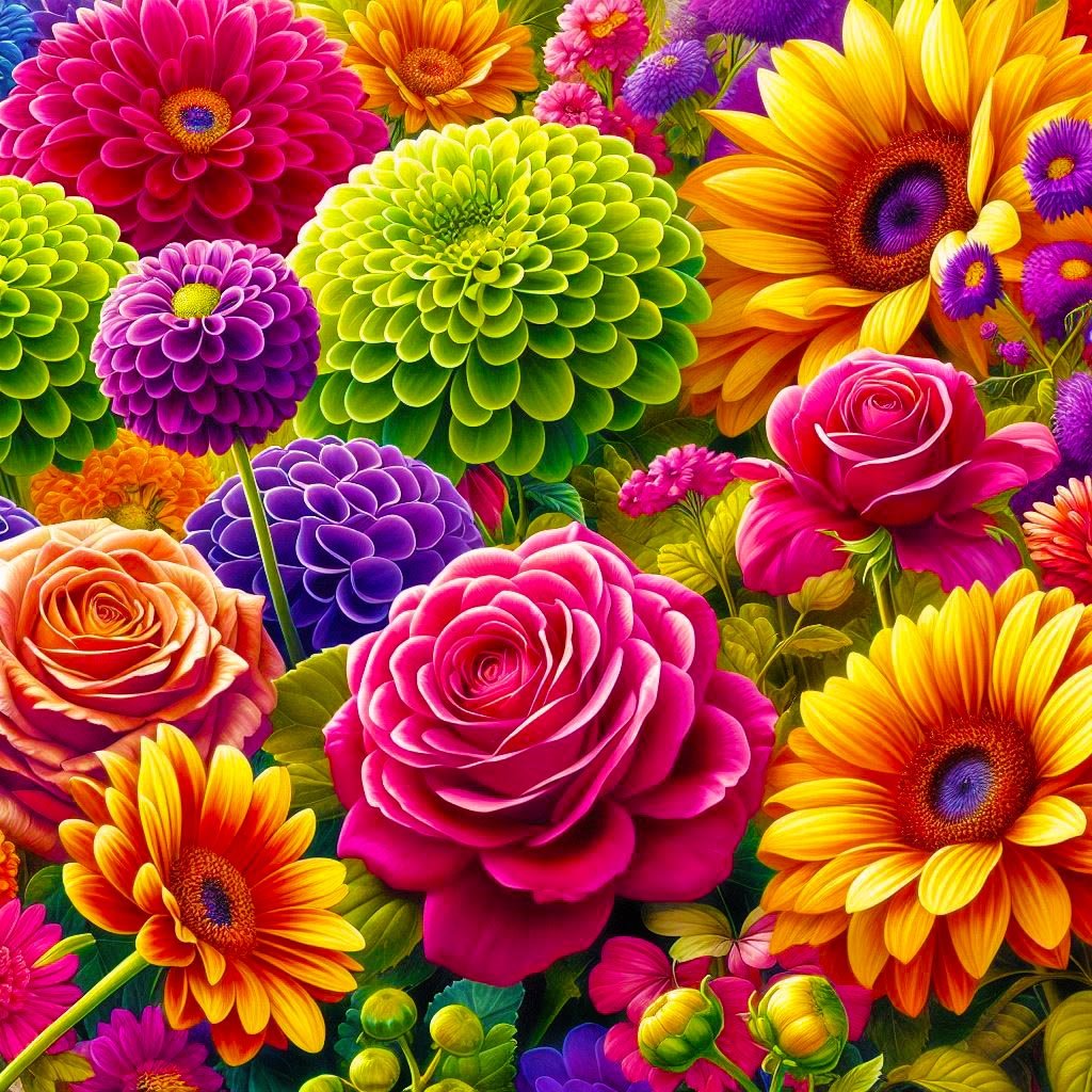Jigsaw Puzzle | 64 pieces | beautiful bright flowers | Jigidi