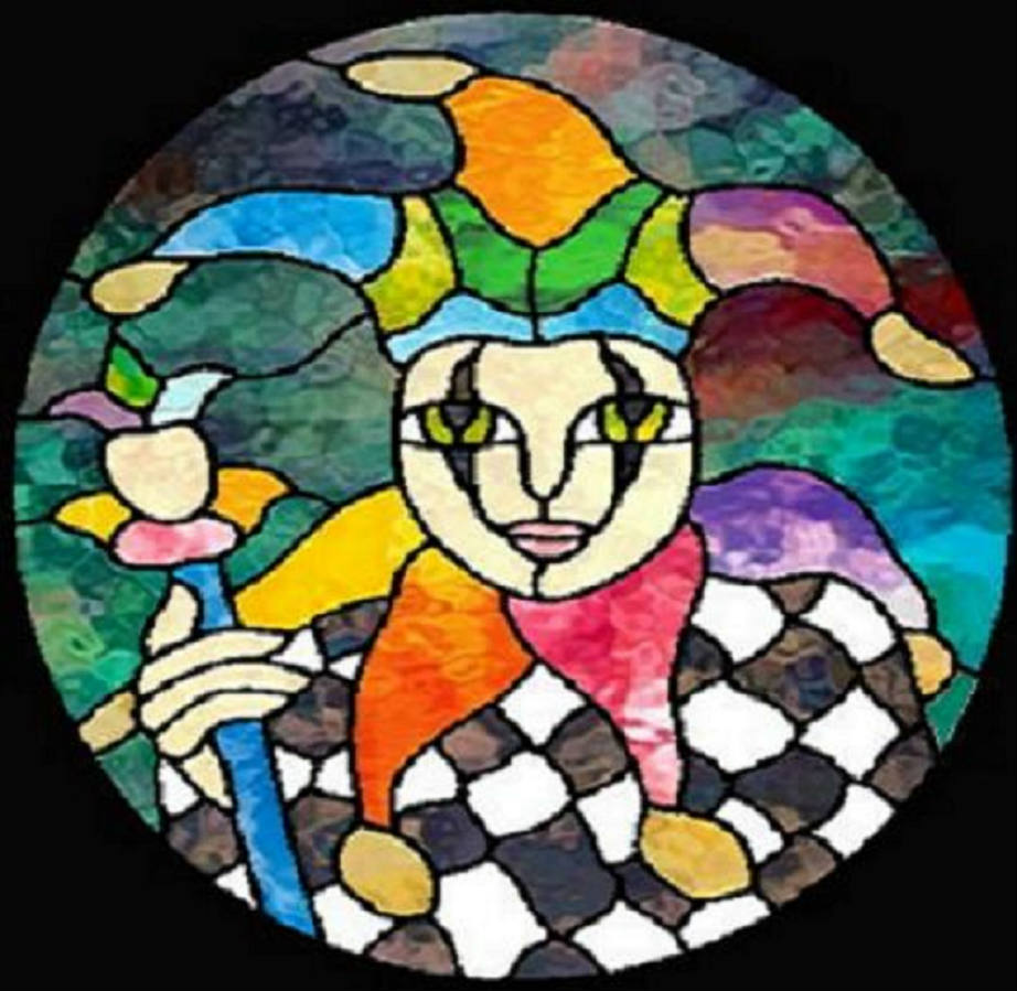 Solve Jester ~ Stained Glass Pattern jigsaw puzzle online with 81 pieces