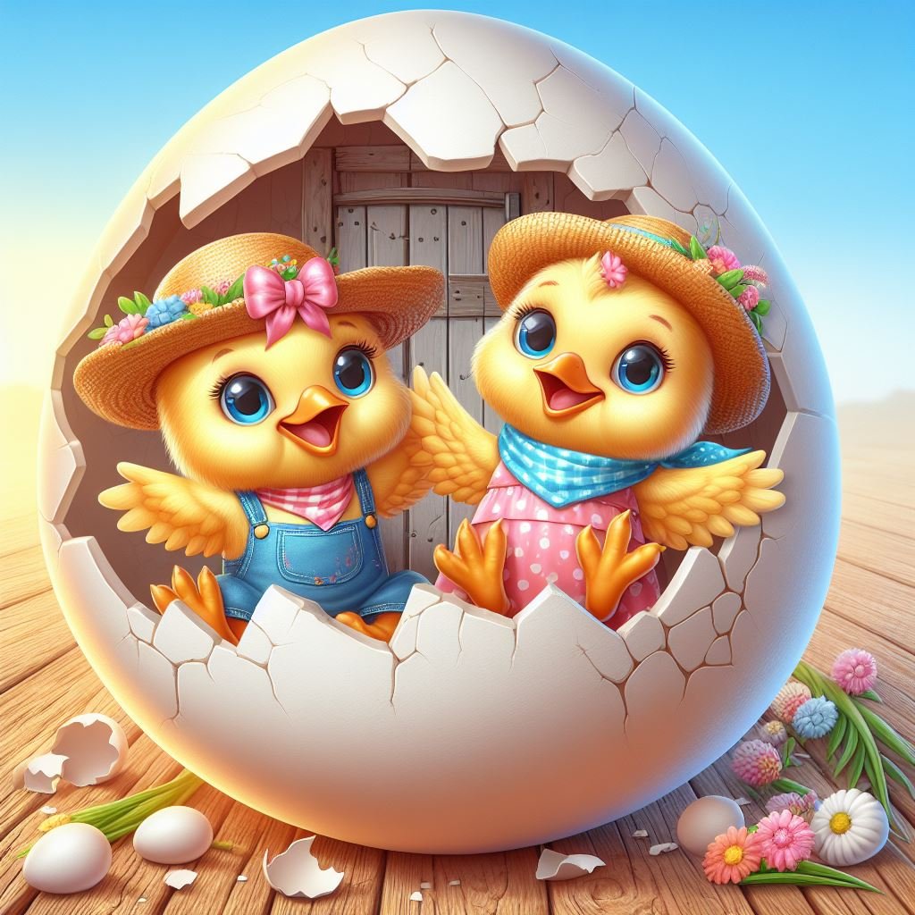 Solve Spring chickens jigsaw puzzle online with 64 pieces