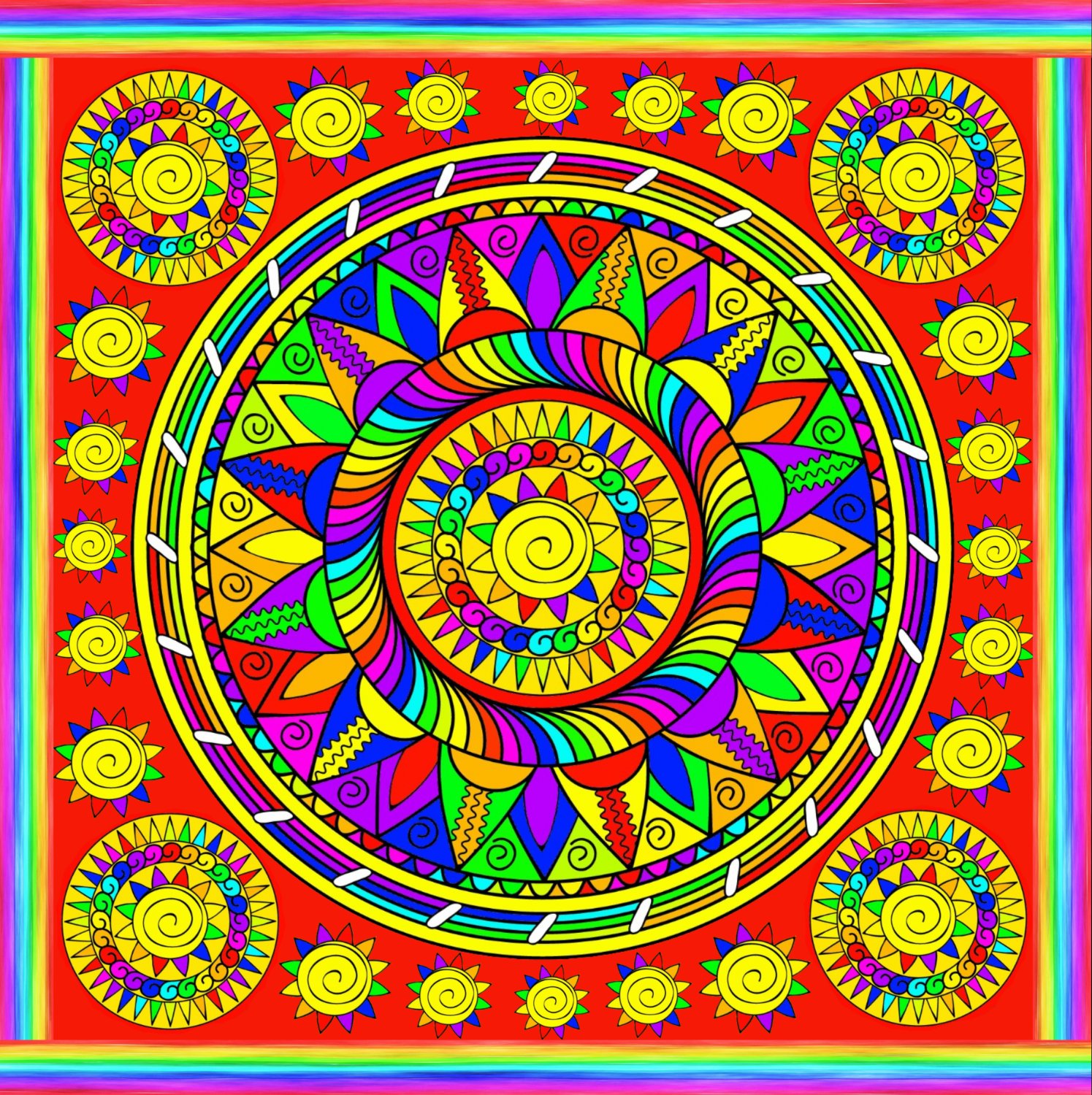 Jigsaw Puzzle | 100 pieces | Mandala Rainbow Red- resize to 600 | Jigidi