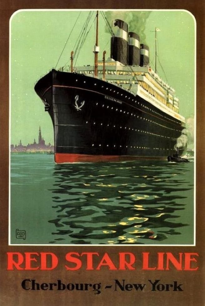 Solve Cherbourg, France to New York on The Red Star Line! Vintage ...
