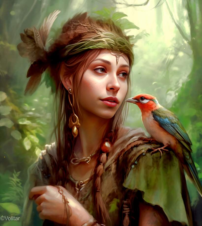 Solve Forest Elf with Bird jigsaw puzzle online with 16 pieces