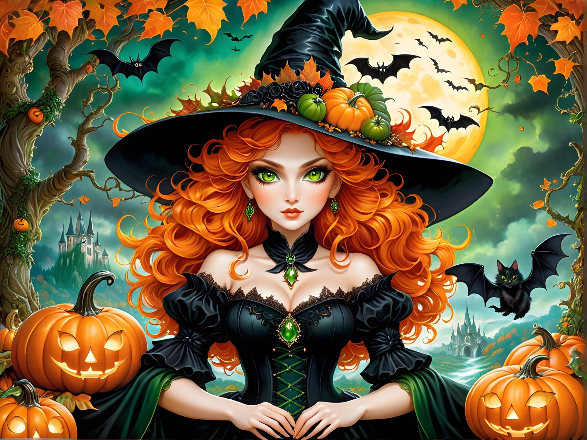 Solve Halloween Witch jigsaw puzzle online with 88 pieces