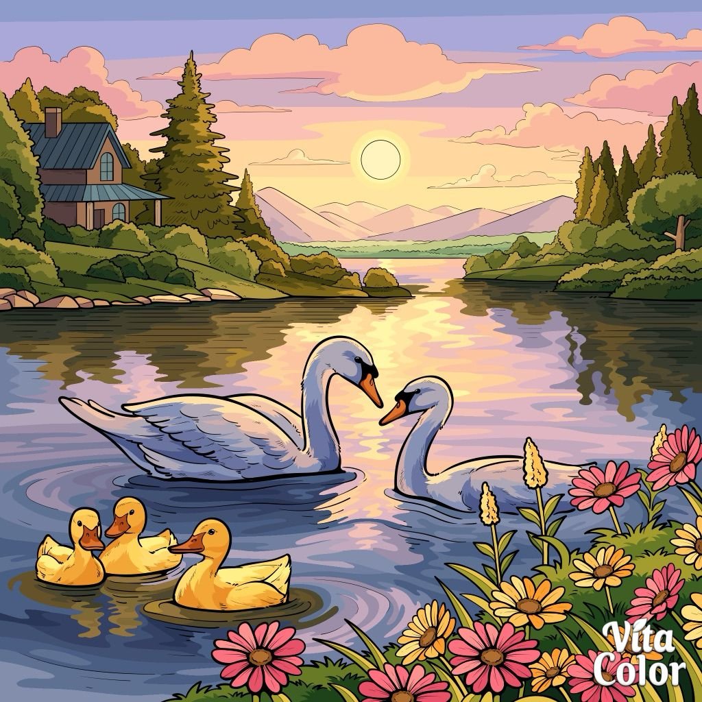 Jigsaw Puzzle | 81 pieces | puzzle - swans swimming on a lake | Jigidi