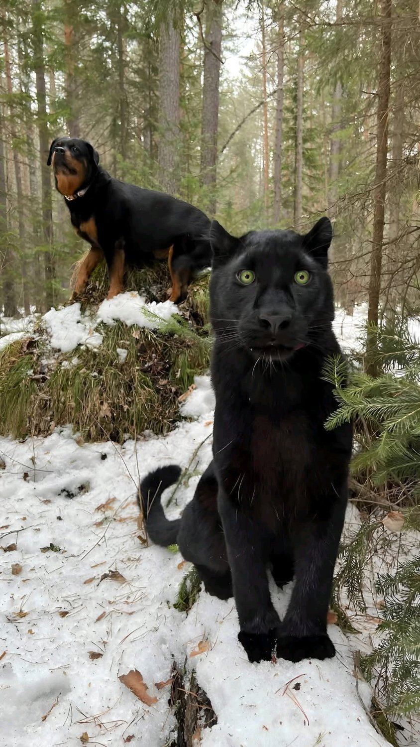Solve Luna posing for the camera, Venza close behind.... jigsaw puzzle ...