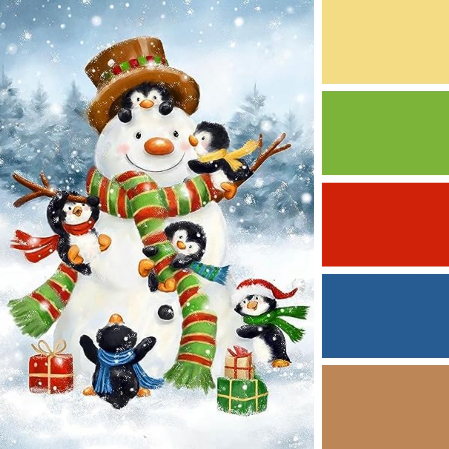 Solve Snowman with Penguins (Large) jigsaw puzzle online with 196 pieces