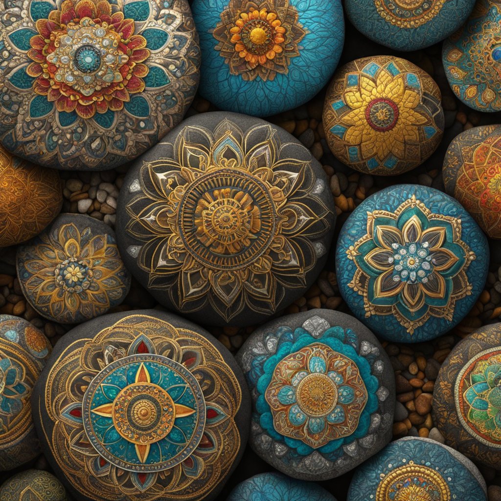 Solve Painted river rocks 1 jigsaw puzzle online with 64 pieces