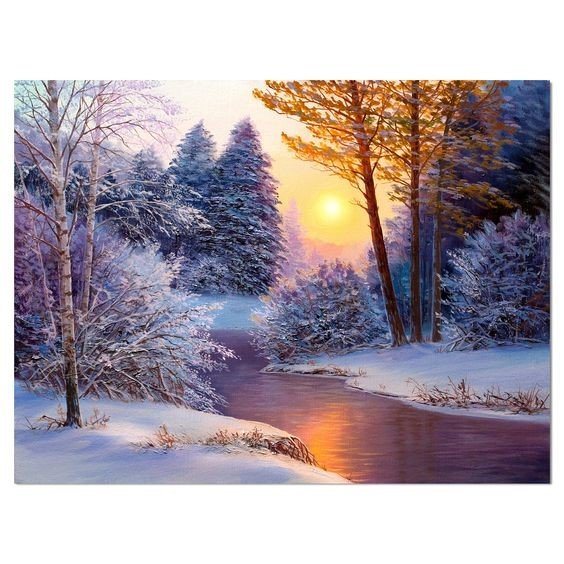 Solve River in Winter Forest jigsaw puzzle online with 64 pieces