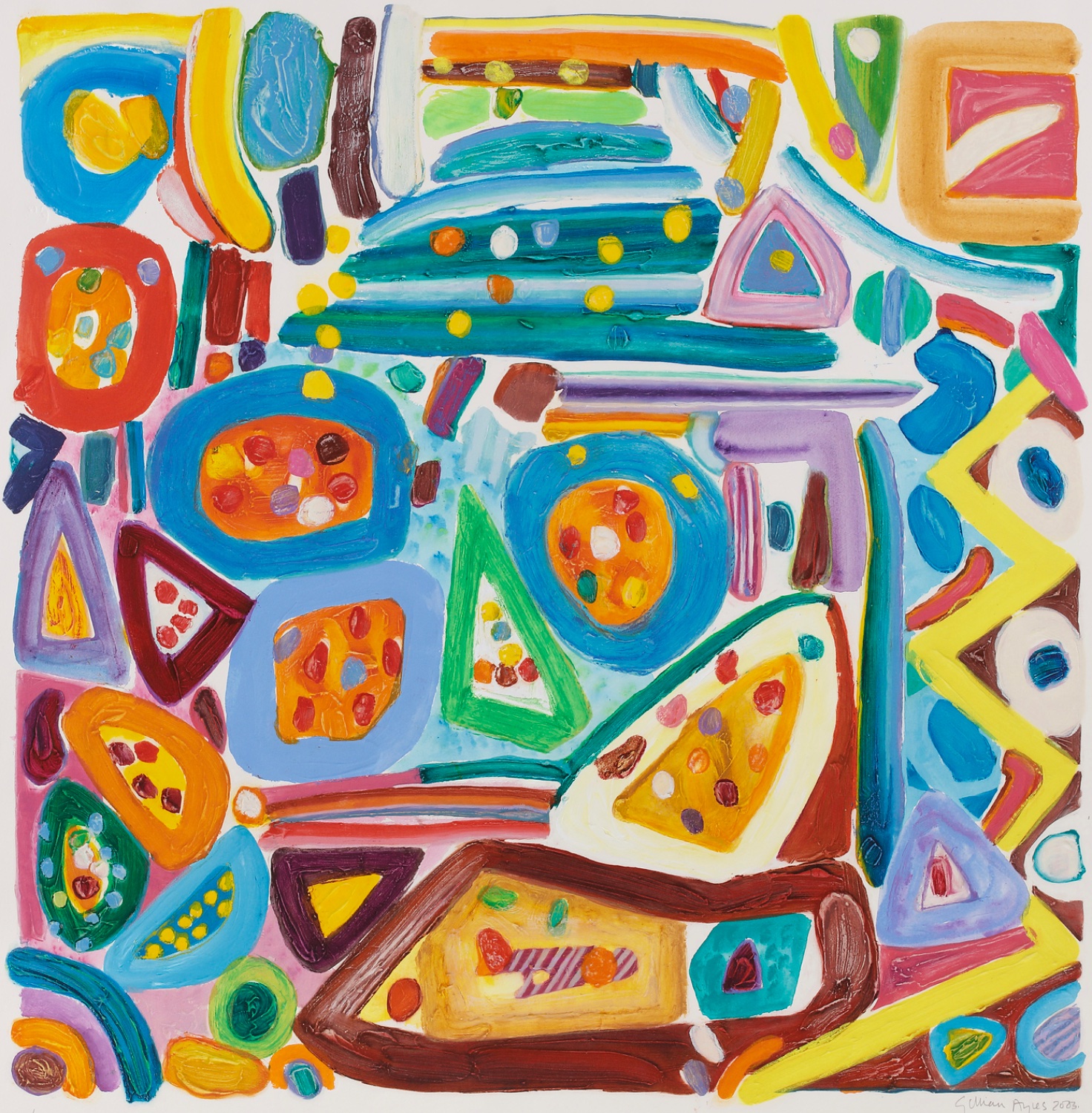 Solve Gillian Ayres, 2003 jigsaw puzzle online with 196 pieces