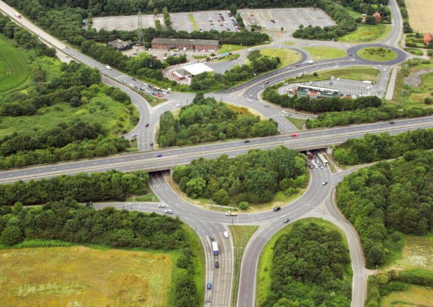 Solve AERIAL VIEW OF THICKTHORN ROUNDABOUT INTERCHANGE jigsaw puzzle ...