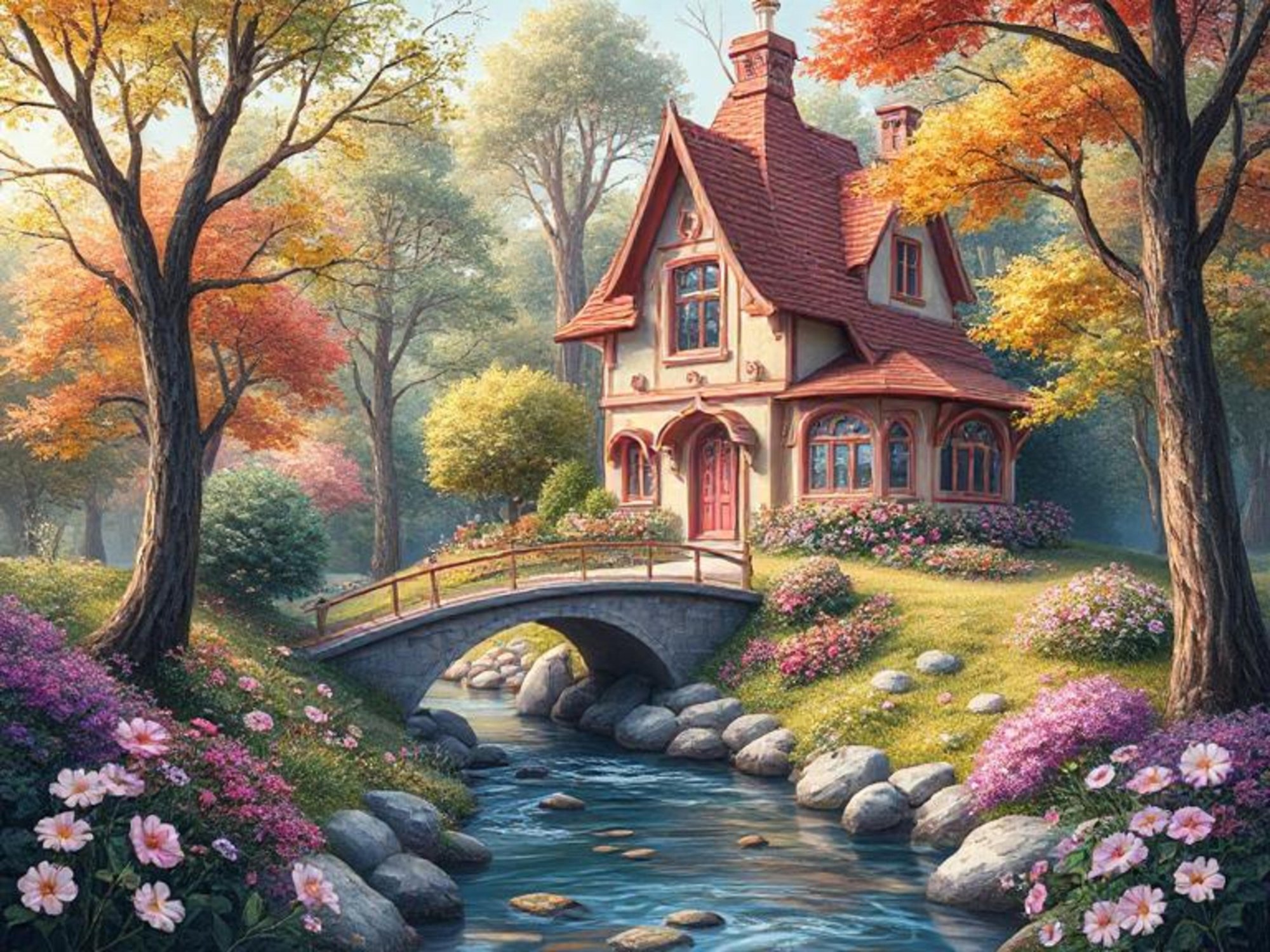 Solve Pink Manor jigsaw puzzle online with 252 pieces