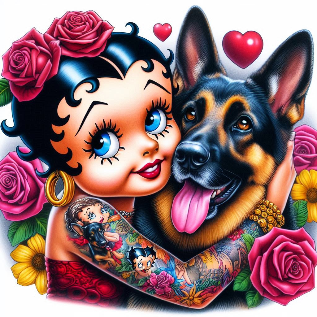 Solve Betty Boop & her German Shepherd Hank jigsaw puzzle online with ...