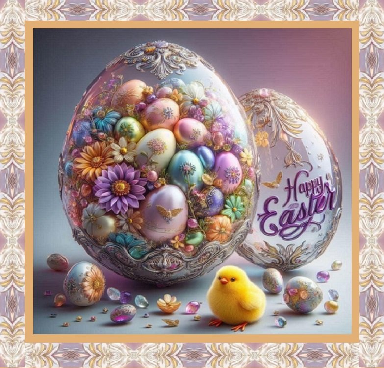 Solve Happy Easter Eggs and Chick jigsaw puzzle online with 169 pieces