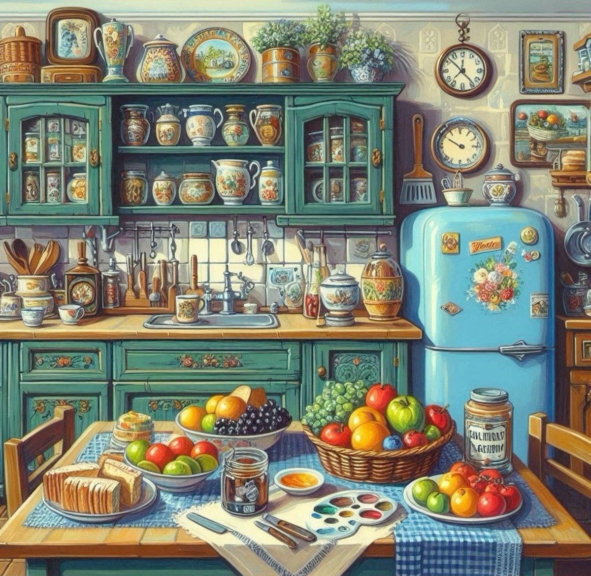 Solve Retro Kitchen jigsaw puzzle online with 144 pieces