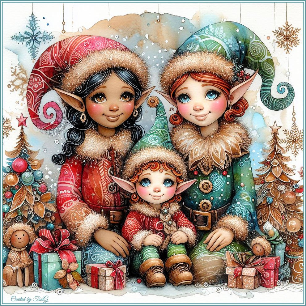 Solve Christmas Elf Family jigsaw puzzle online with 256 pieces