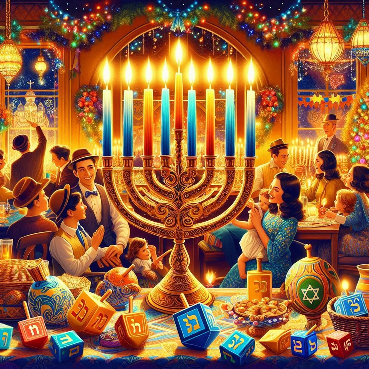 Solve Happy Hanukkah (resizable 9 to 600 pieces) jigsaw puzzle online ...