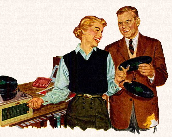 Solve Listening Records jigsaw puzzle online with 63 pieces