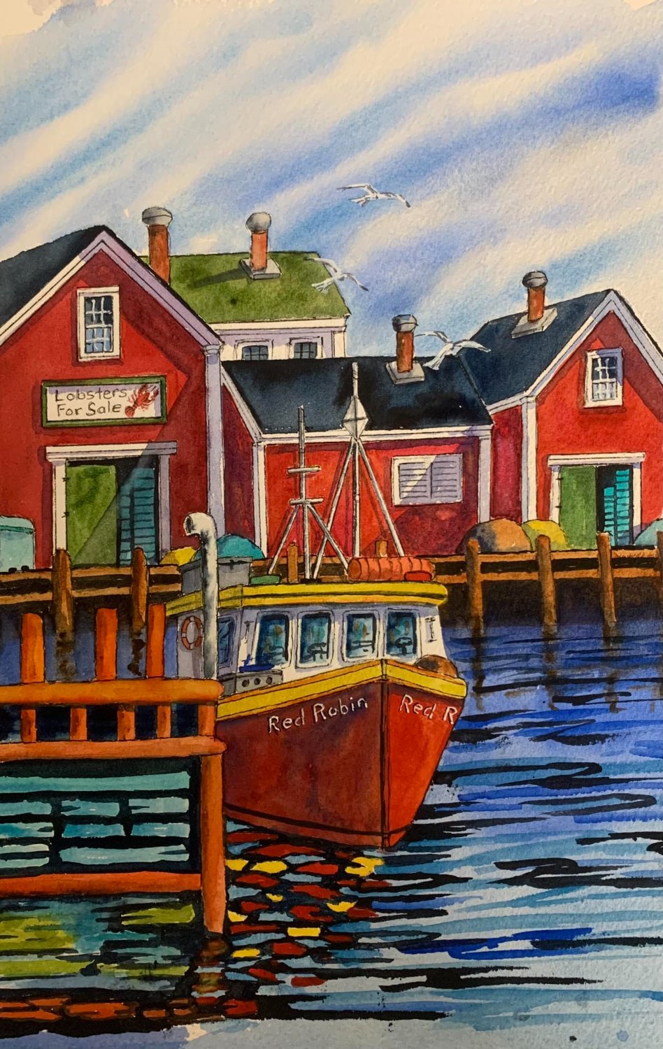 Solve Red Robin by Gale Armstrong jigsaw puzzle online with 54 pieces