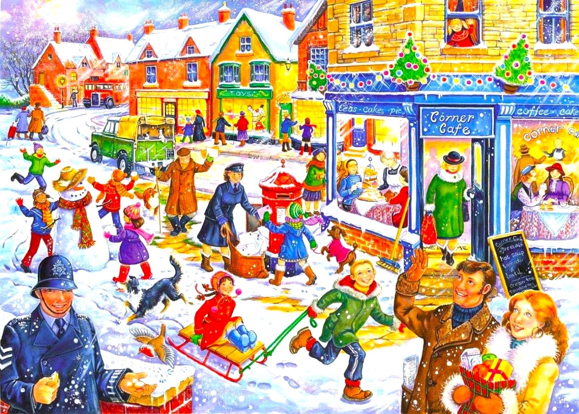 Solve Snowy Village jigsaw puzzle online with 352 pieces