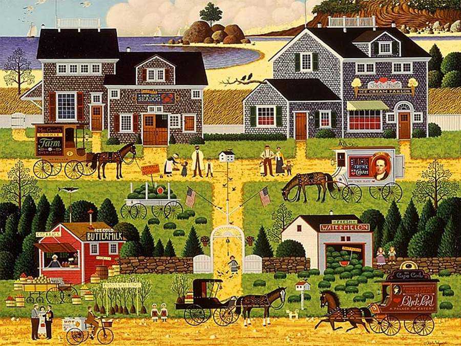 Solve Black Cherry Harbor {Charles Wysocki} jigsaw puzzle online with ...