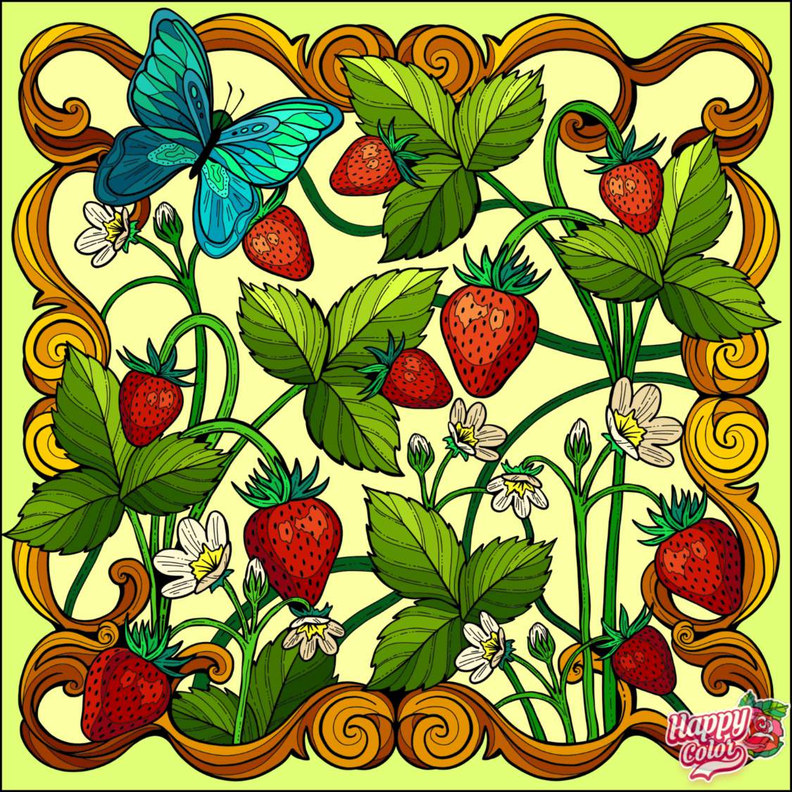 Solve Strawberries and butterflies jigsaw puzzle online with 64 pieces