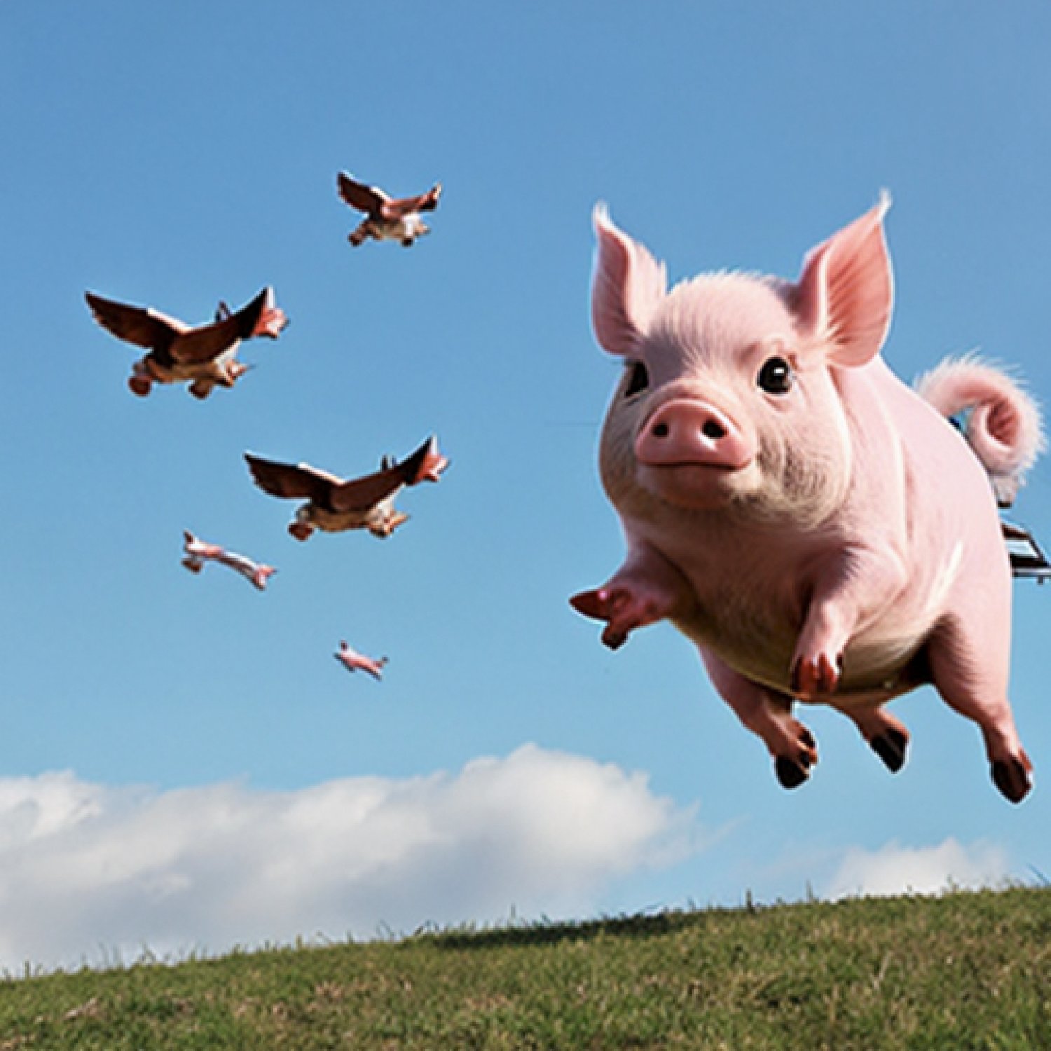 Solve Pigs Don't Fly jigsaw puzzle online with 100 pieces
