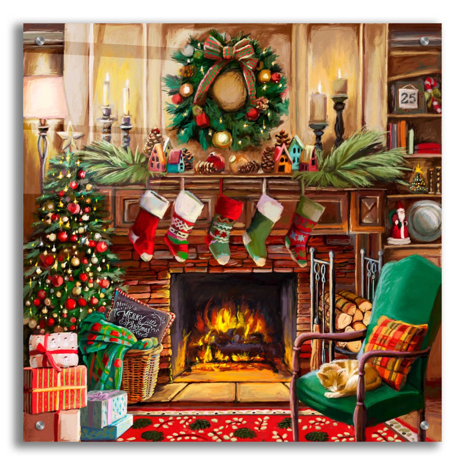 Solve Fireside Christmas by Nicky Boehme jigsaw puzzle online with 64 ...