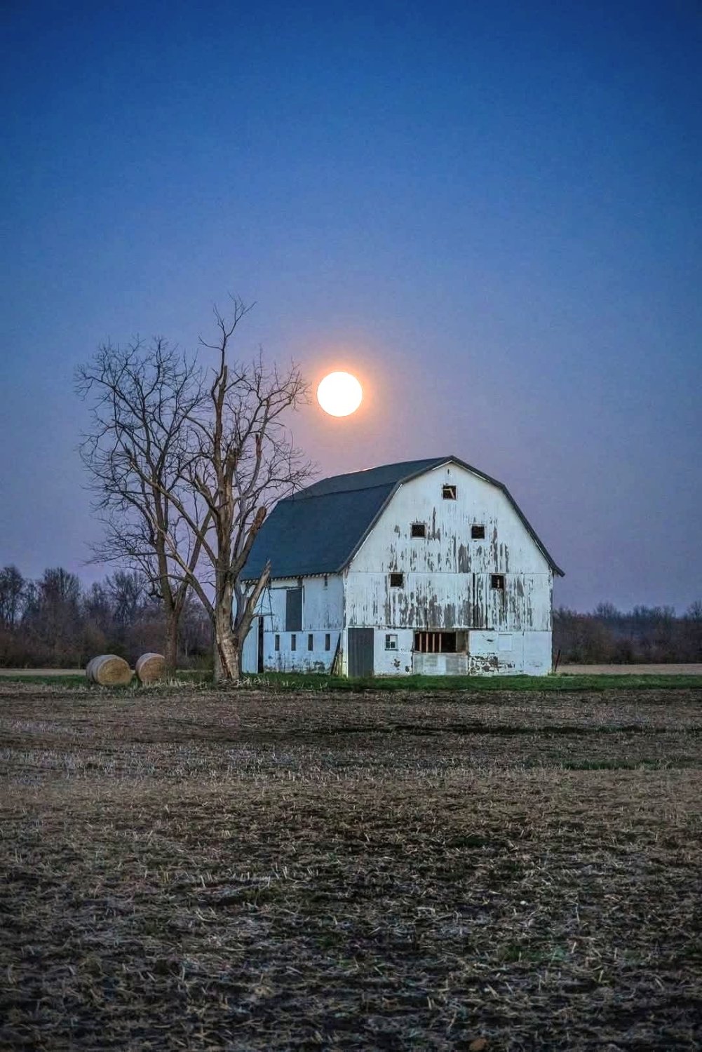 Solve Full moon over a vintage barn jigsaw puzzle online with 117 pieces