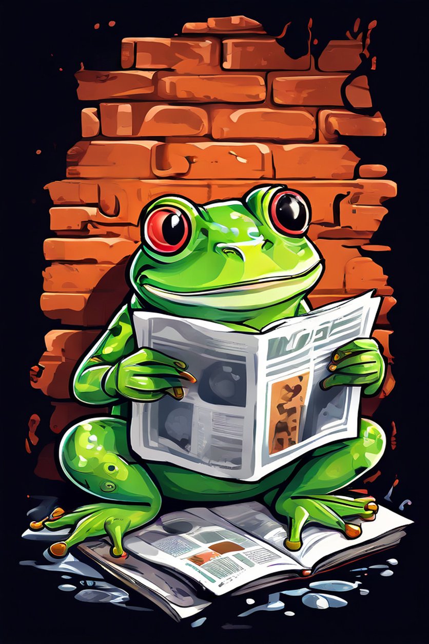 Solve Frog reading news jigsaw puzzle online with 54 pieces