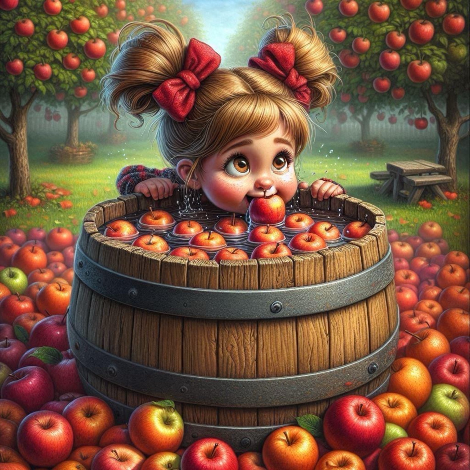 Solve Bobbing For Apples jigsaw puzzle online with 81 pieces