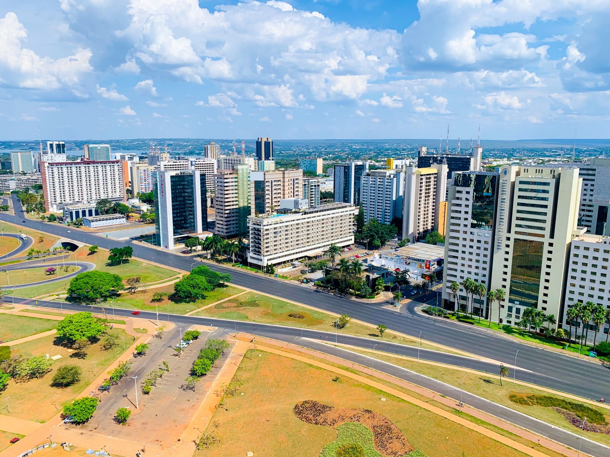 Solve Aerial view of the city of Brasília, in the Federal District ...