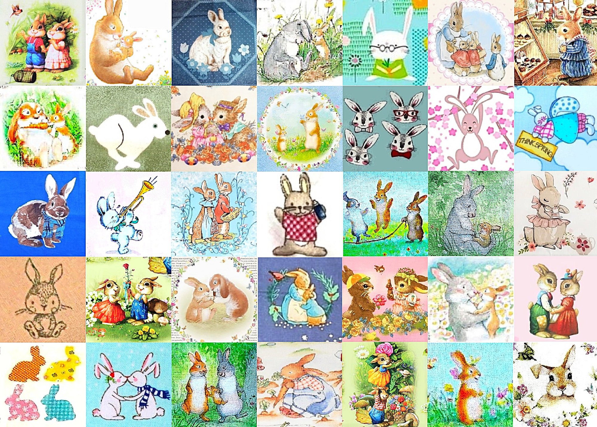 Solve PATCHWORK RABBITS jigsaw puzzle online with 140 pieces