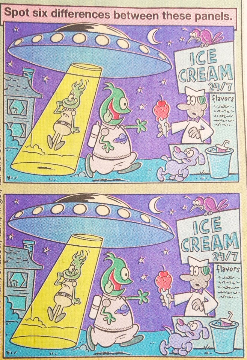 Solve Spot the 6 Differences jigsaw puzzle online with 24 pieces