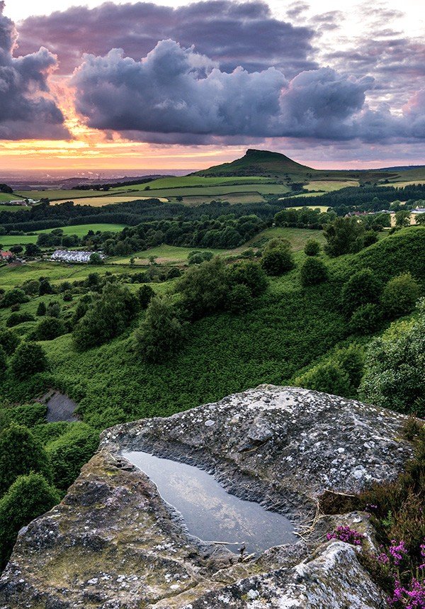 Solve Cockshaw puddle looking towards Roseberry Topping Sunset jigsaw ...