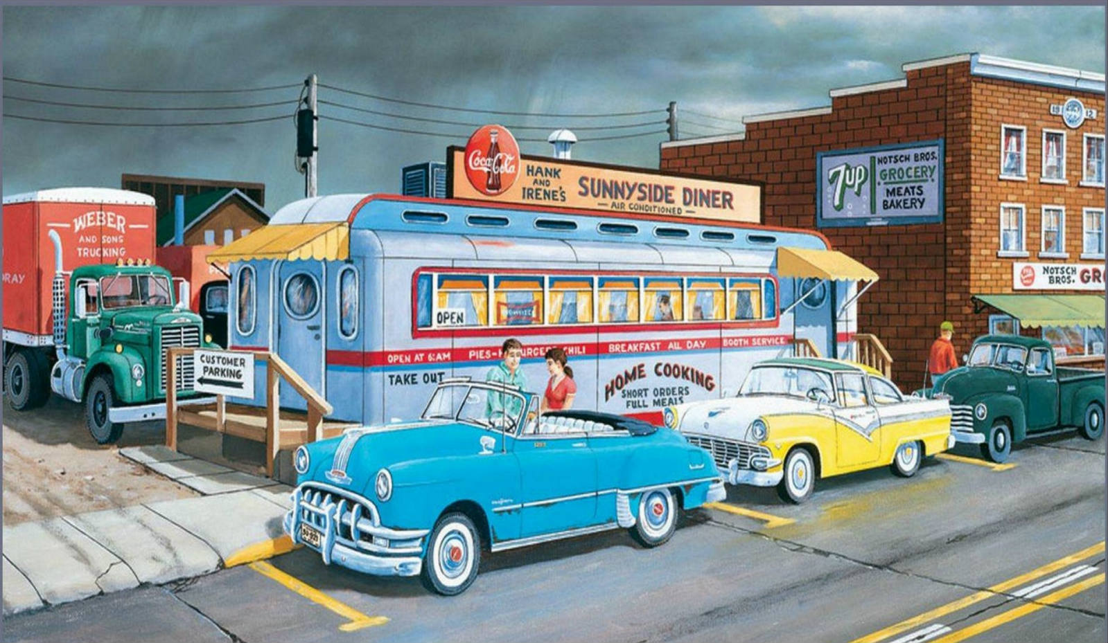Solve 1950s Small Town Diner jigsaw puzzle online with 390 pieces