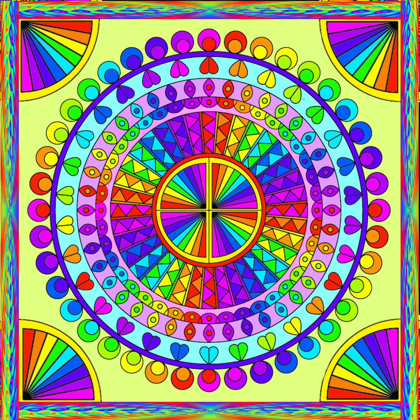 Solve 1 Mandala Rainbow Fan jigsaw puzzle online with 49 pieces