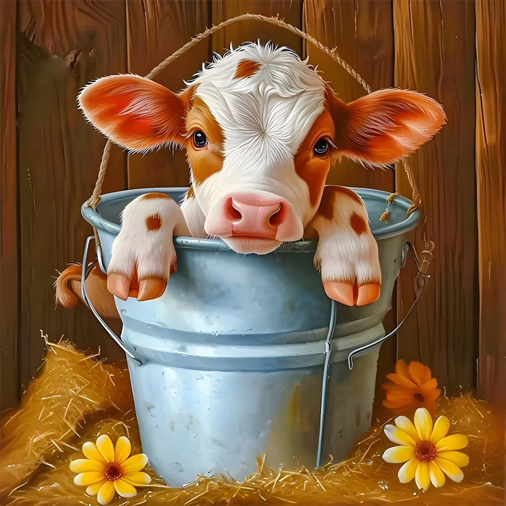 Solve Calf in a Bucket jigsaw puzzle online with 100 pieces