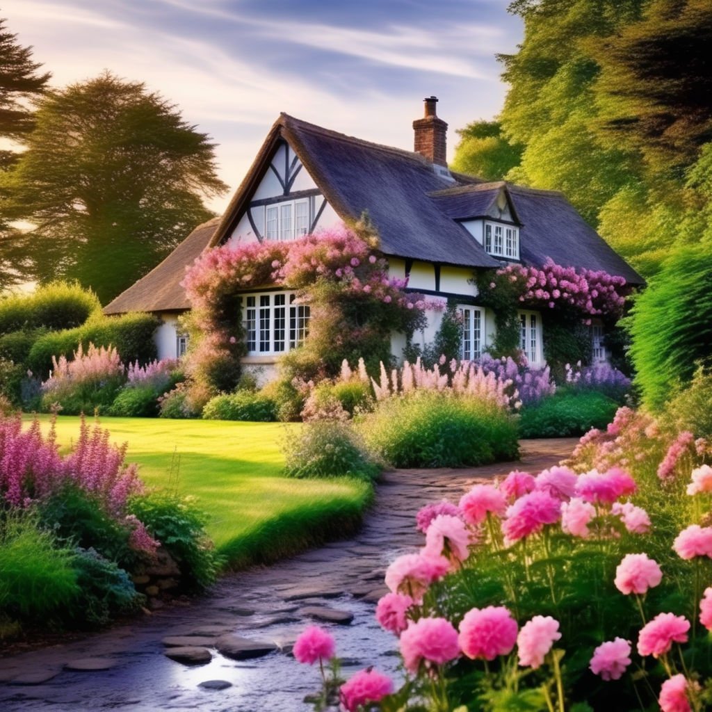 Solve Beautiful scenery and cottage... jigsaw puzzle online with 121 pieces