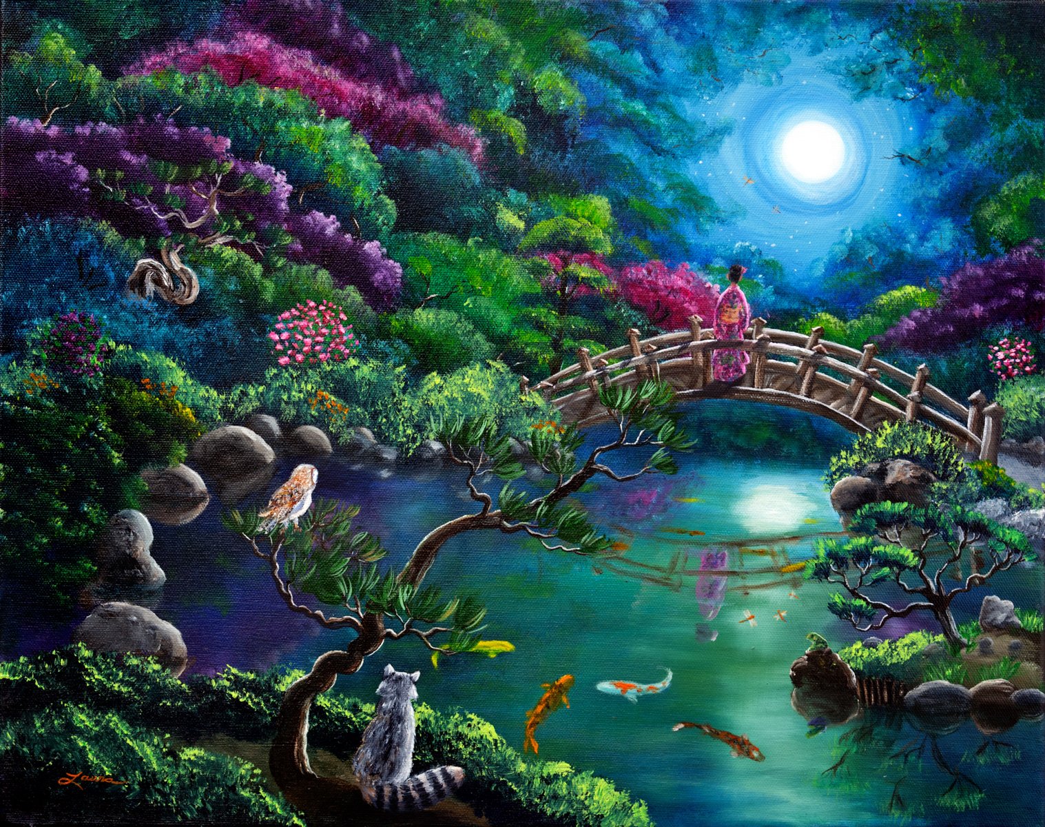 Solve Mystical Moon Gazing jigsaw puzzle online with 108 pieces