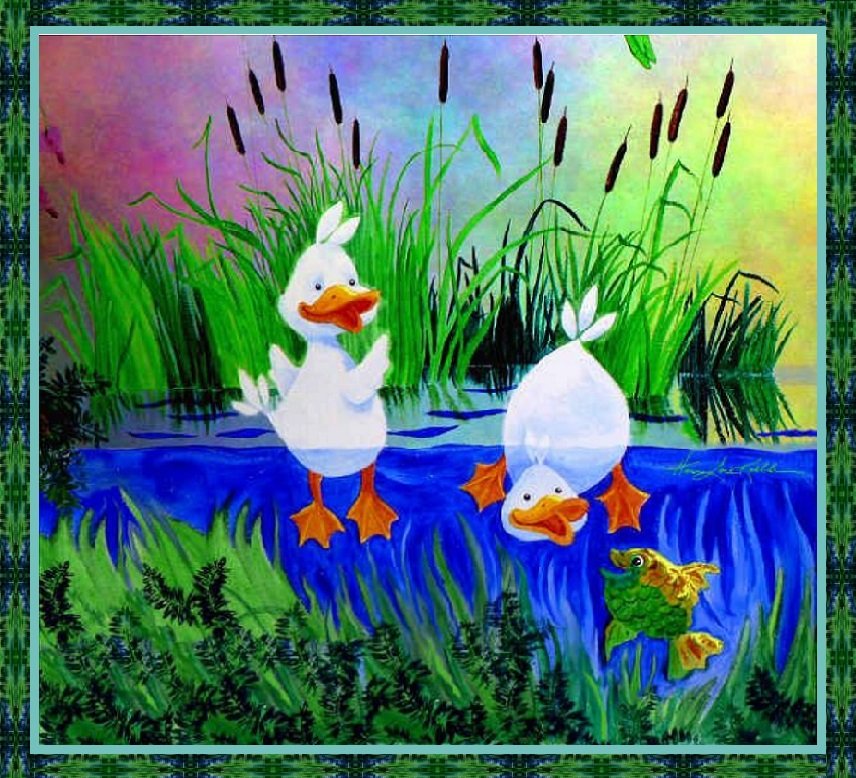 Solve Ducks at Play jigsaw puzzle online with 42 pieces