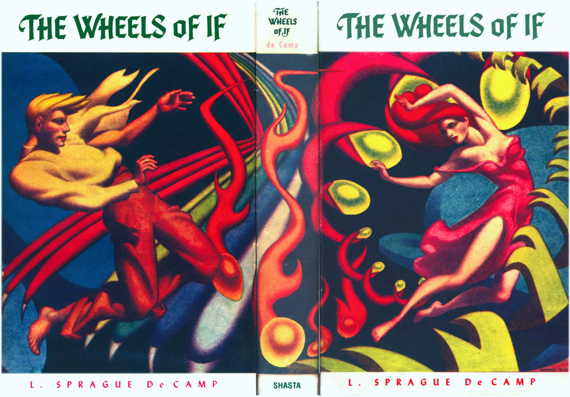 Solve The Wheels of If, 1949, book cover by Wayne Francis "Hannes Bok ...