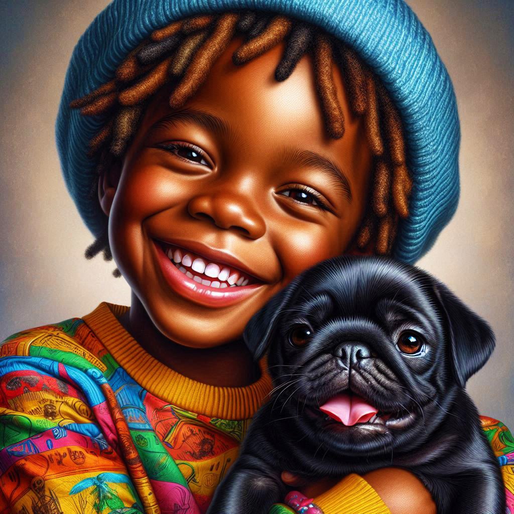Solve Akeem and his black pug puppy midnight jigsaw puzzle online with ...