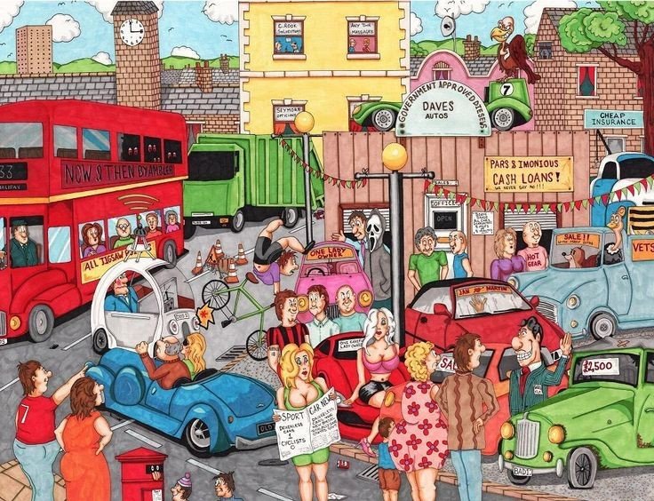 Solve Cartoon Car Lot jigsaw puzzle online with 63 pieces