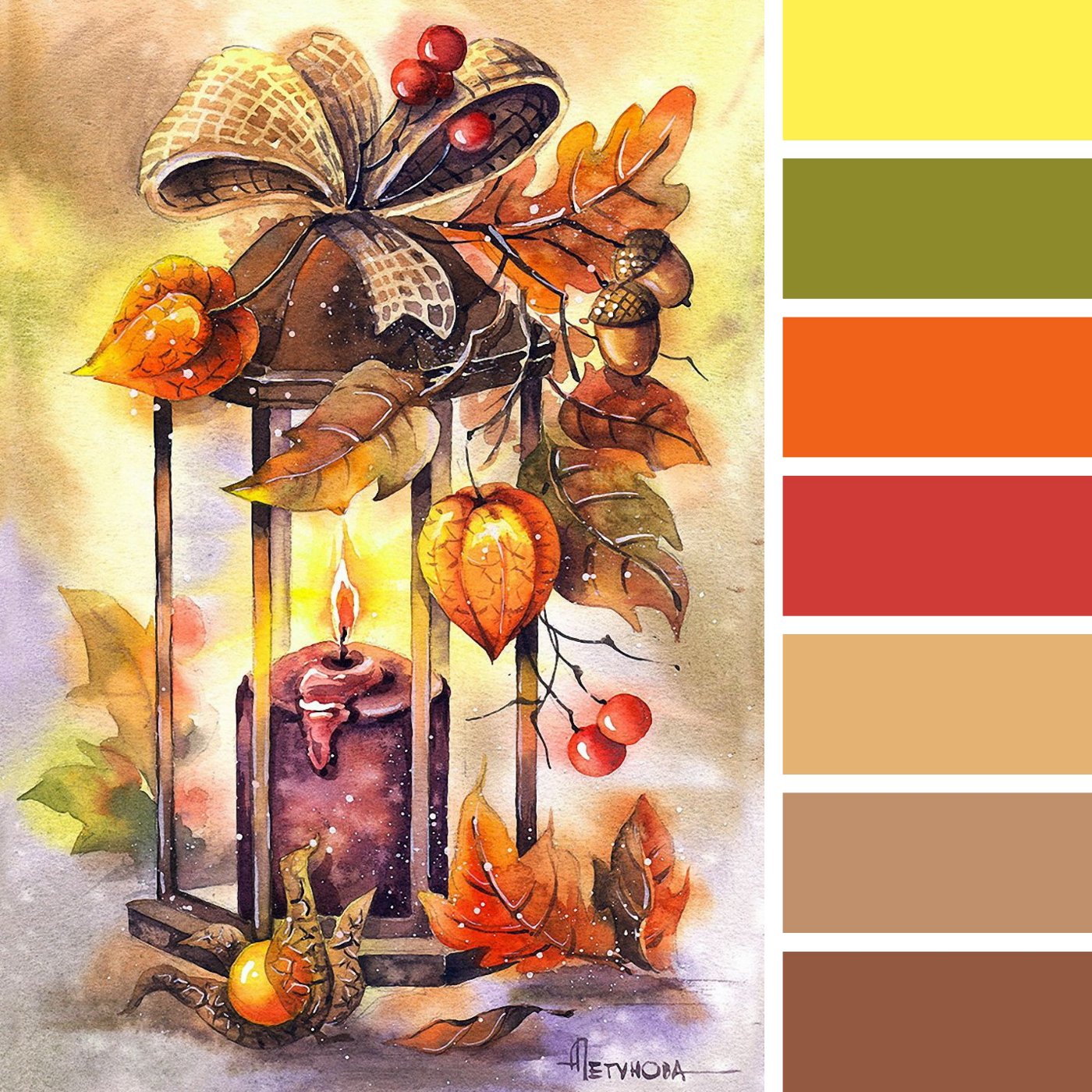 Solve Autumn Lantern (Small) jigsaw puzzle online with 49 pieces