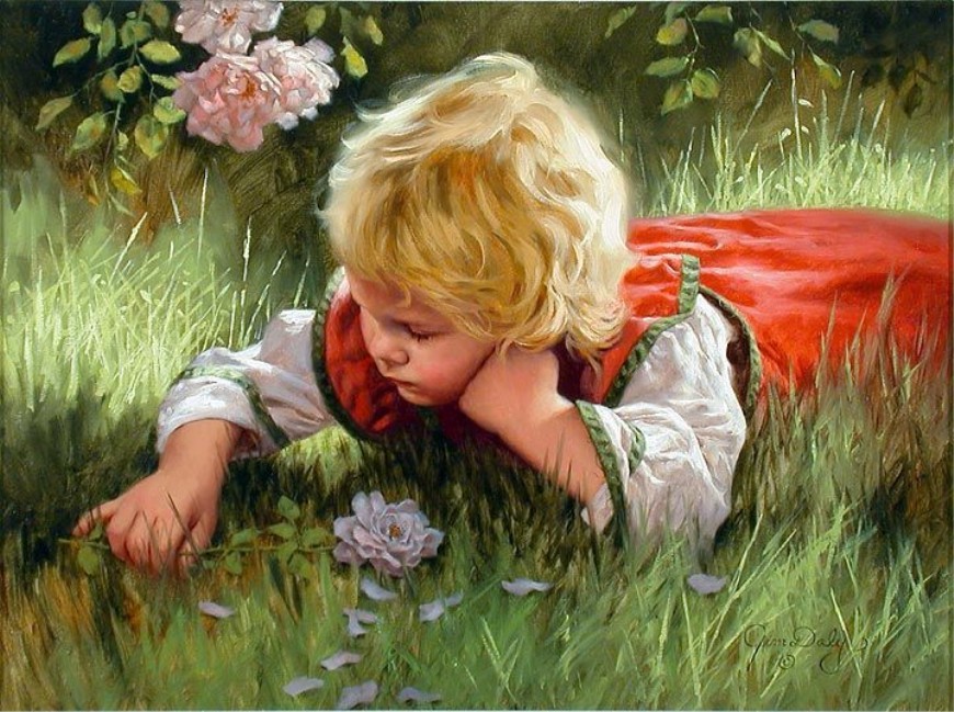 Solve Flower Girl by Jim Daly jigsaw puzzle online with 130 pieces