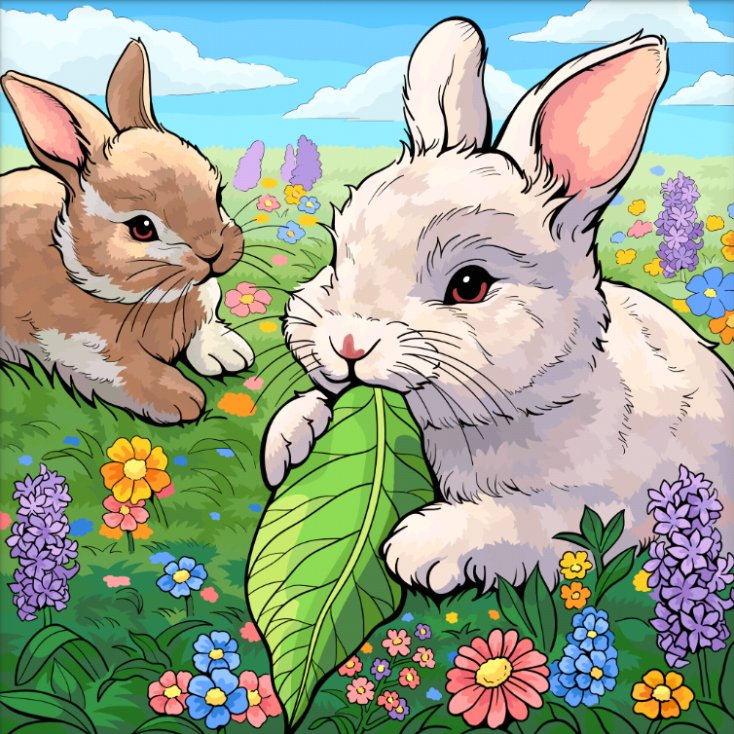 Solve Rabbits in the Garden jigsaw puzzle online with 144 pieces
