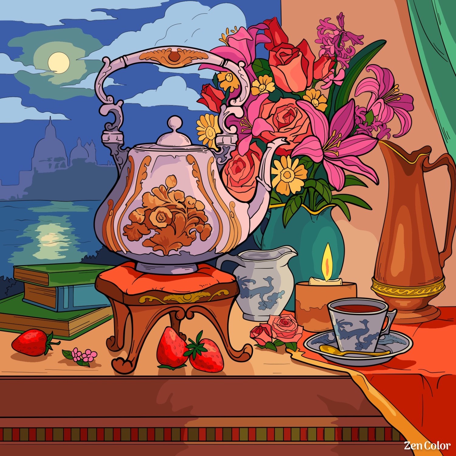 Solve An Evening Tea jigsaw puzzle online with 169 pieces