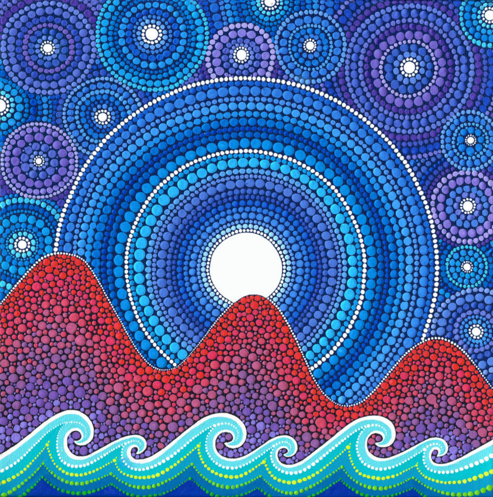 Solve Dotted art waves jigsaw puzzle online with 100 pieces