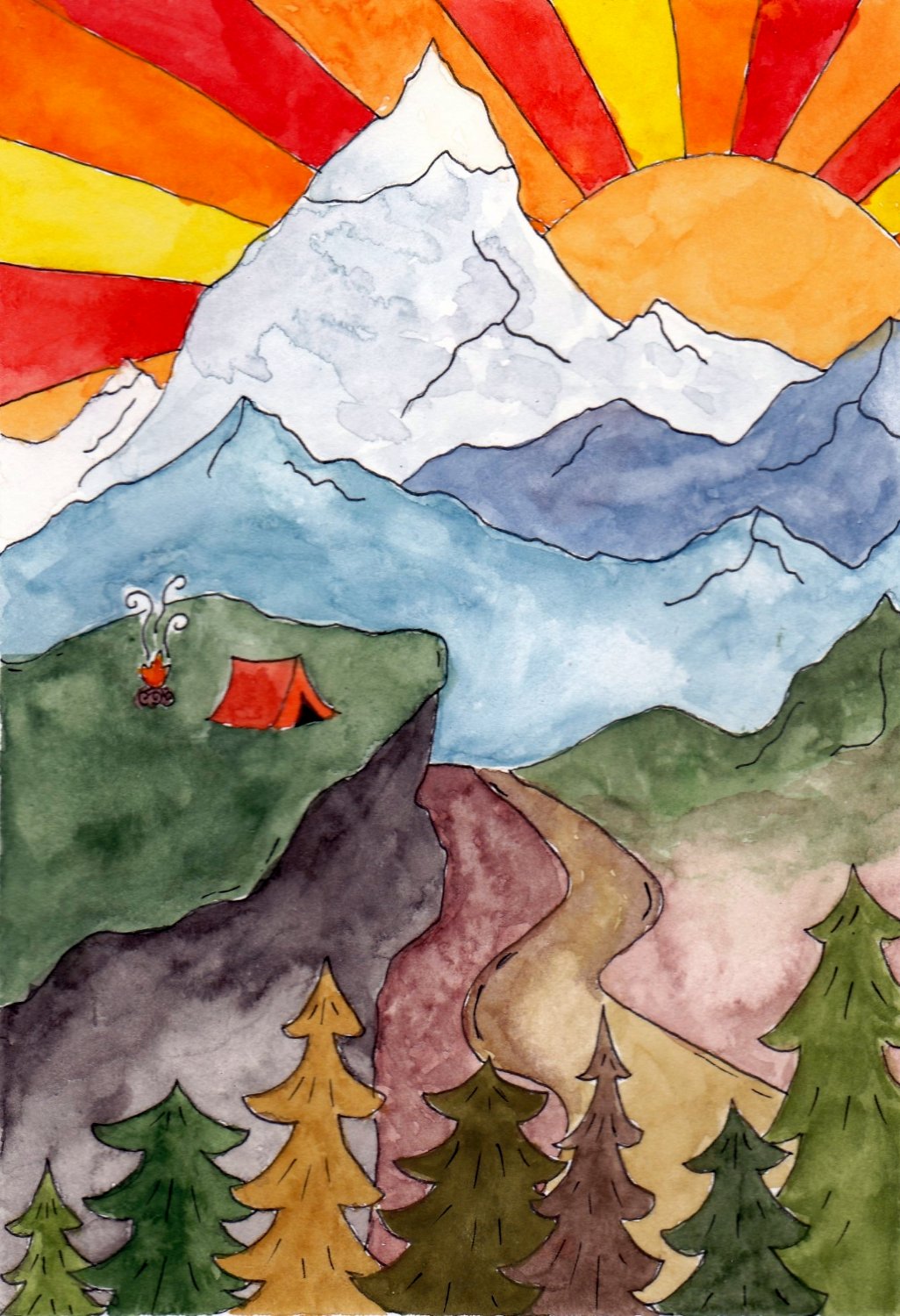 Solve sunrise above camp jigsaw puzzle online with 140 pieces